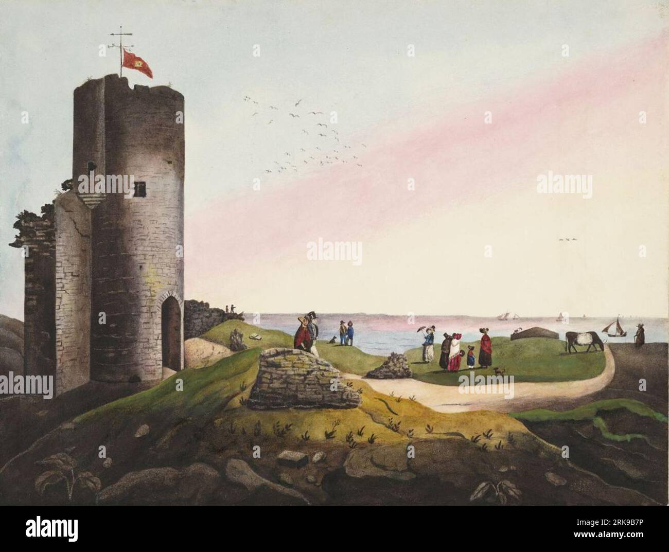 Aberystwith Castle circa 1840 by Welsh Primitive Stock Photo - Alamy