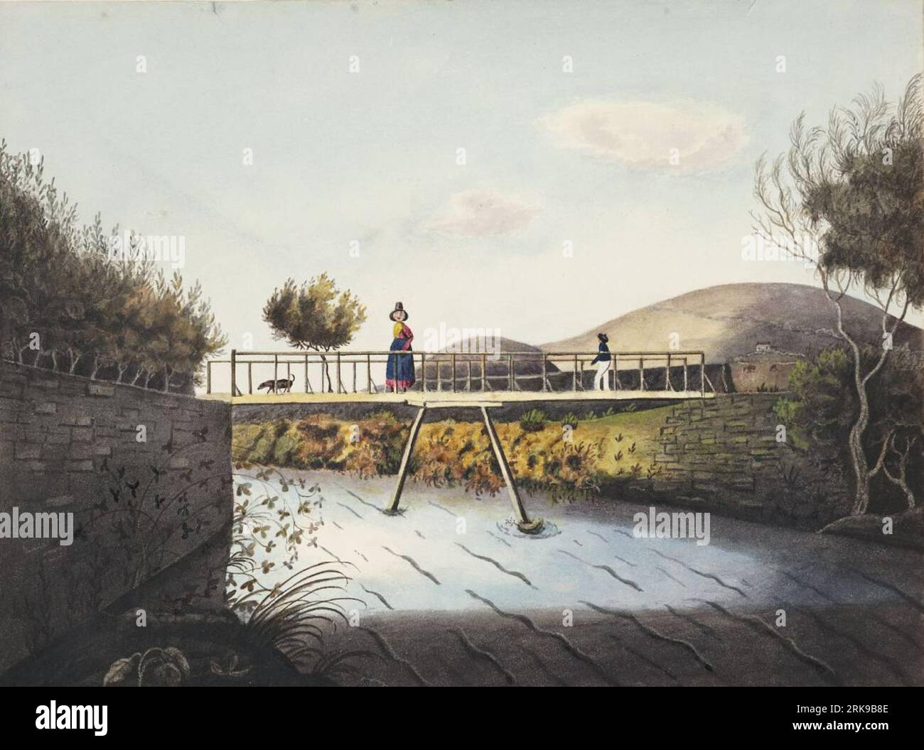 Tan y Castle Bridge. circa 1840 by Welsh Primitive Stock Photo - Alamy