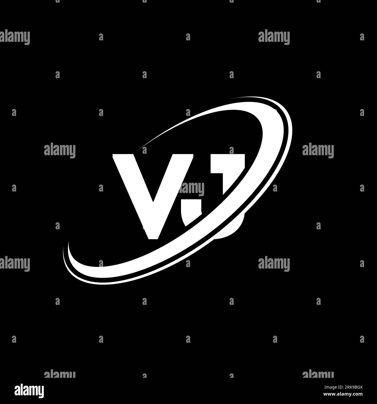 VJ V J letter logo design. Initial letter VJ linked circle uppercase ...