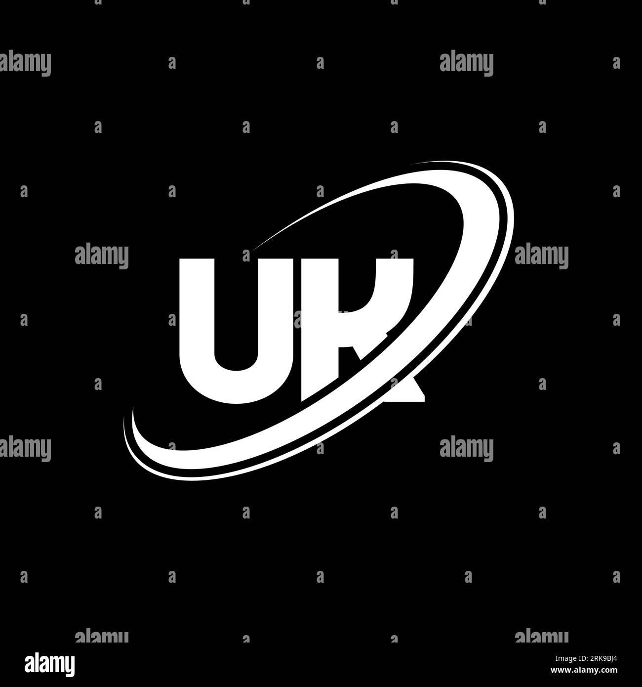 UK U K letter logo design. Initial letter UK linked circle uppercase ...