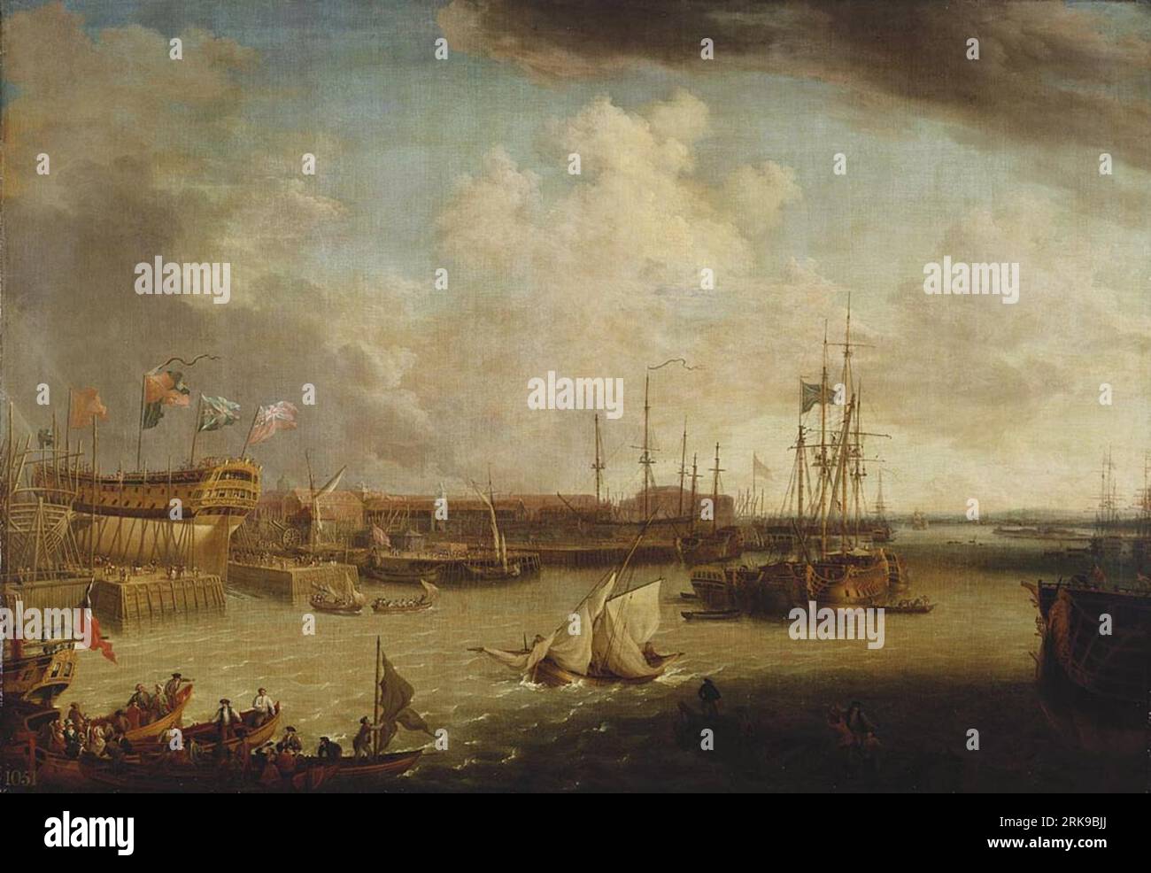 The Dockyard at Portsmouth 1770 by Richard Paton Stock Photo - Alamy