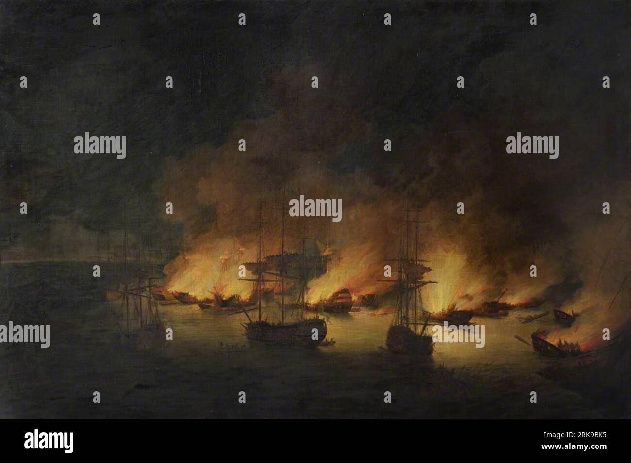 The burning of the Turkish fleet in Chesme Bay, 7 July 1770 by Richard ...