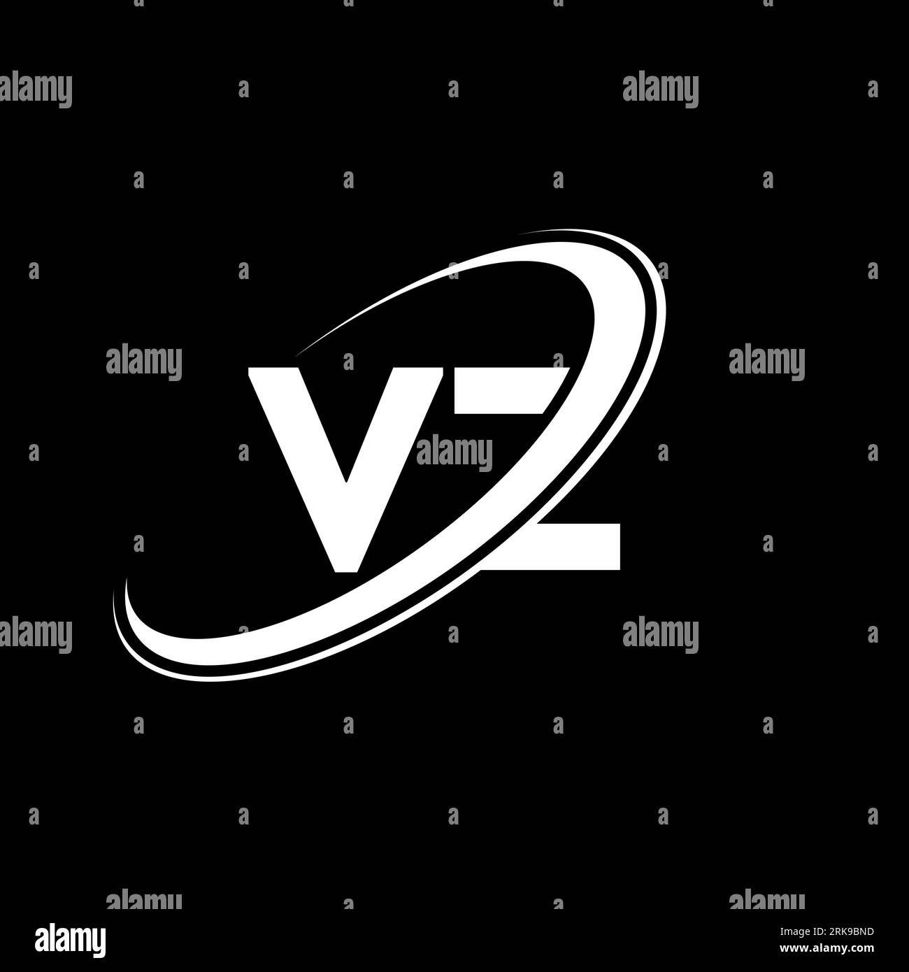VZ V Z letter logo design. Initial letter VZ linked circle uppercase ...