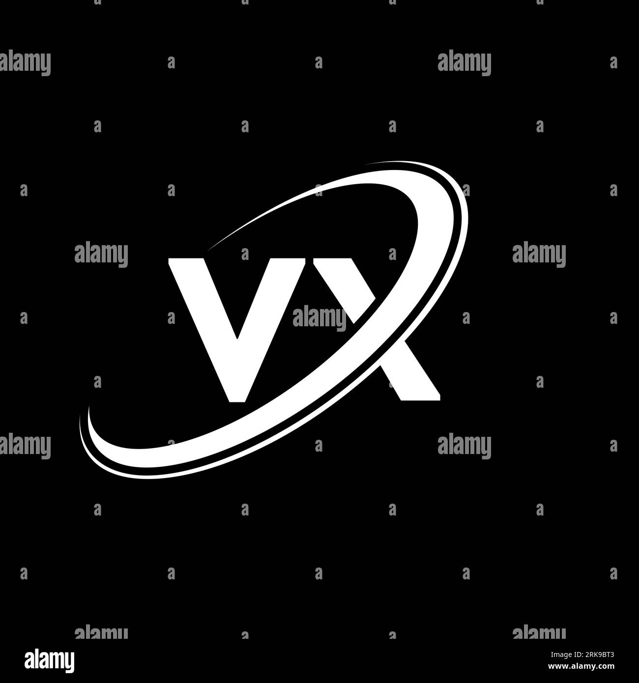VX V X letter logo design. Initial letter VX linked circle uppercase ...
