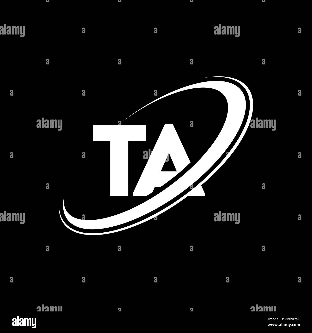 TA T A letter logo design. Initial letter TA linked circle uppercase ...