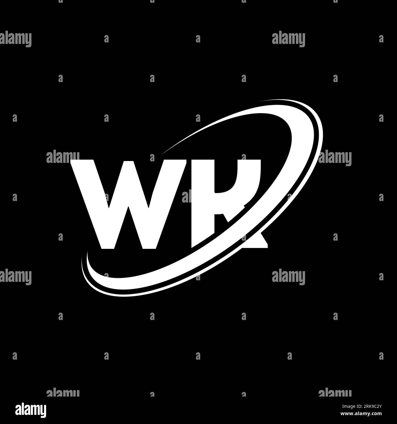 WK W K letter logo design. Initial letter WK linked circle uppercase ...