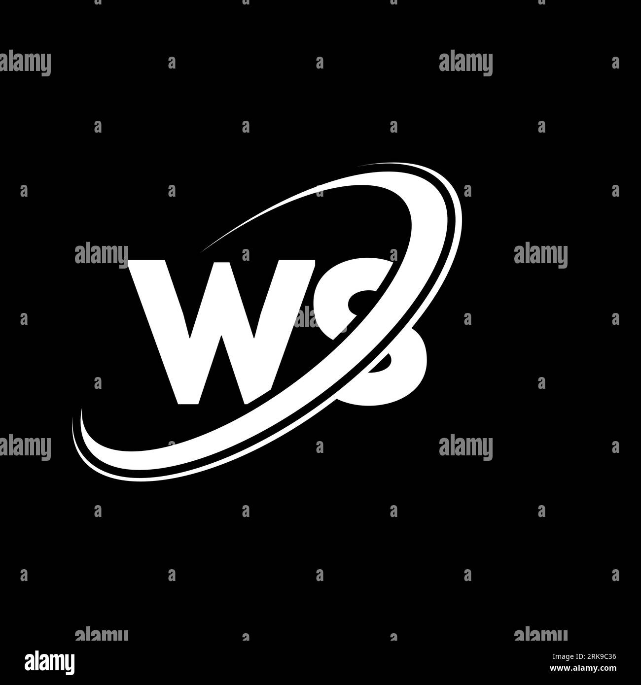 WS W S letter logo design. Initial letter WS linked circle uppercase ...