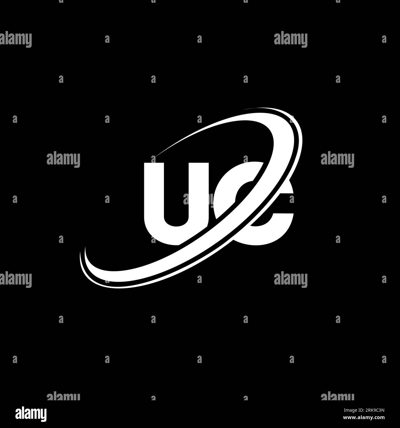 UC U C letter logo design. Initial letter UC linked circle uppercase ...