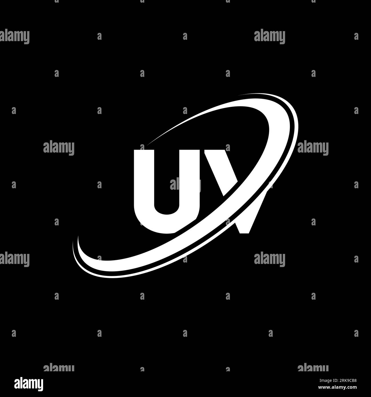 UV U V letter logo design. Initial letter UV linked circle uppercase ...