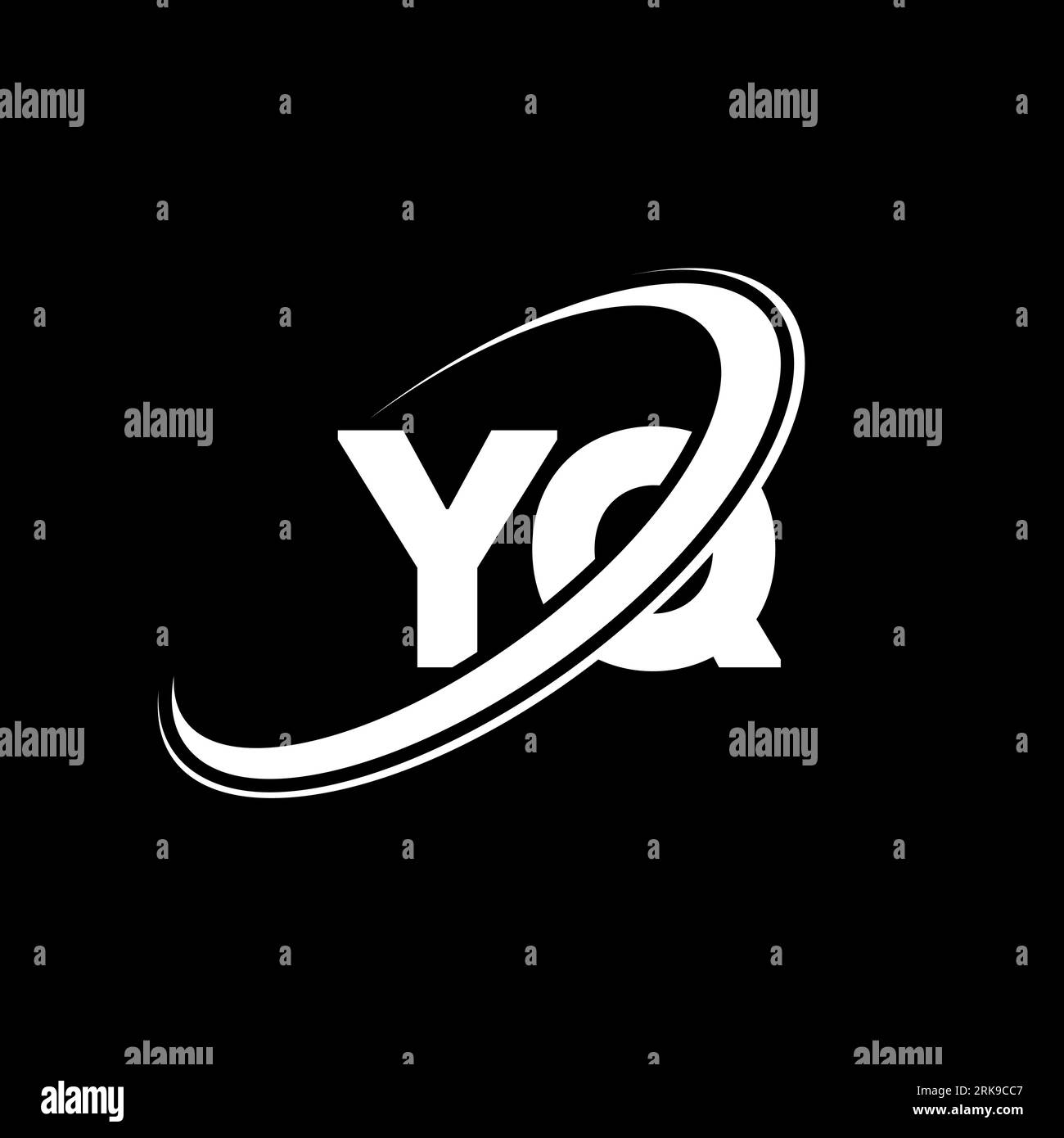 YQ Y Q letter logo design. Initial letter YQ linked circle uppercase ...