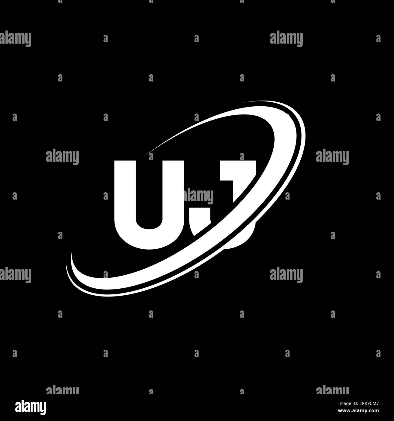 UJ U J letter logo design. Initial letter UJ linked circle uppercase ...