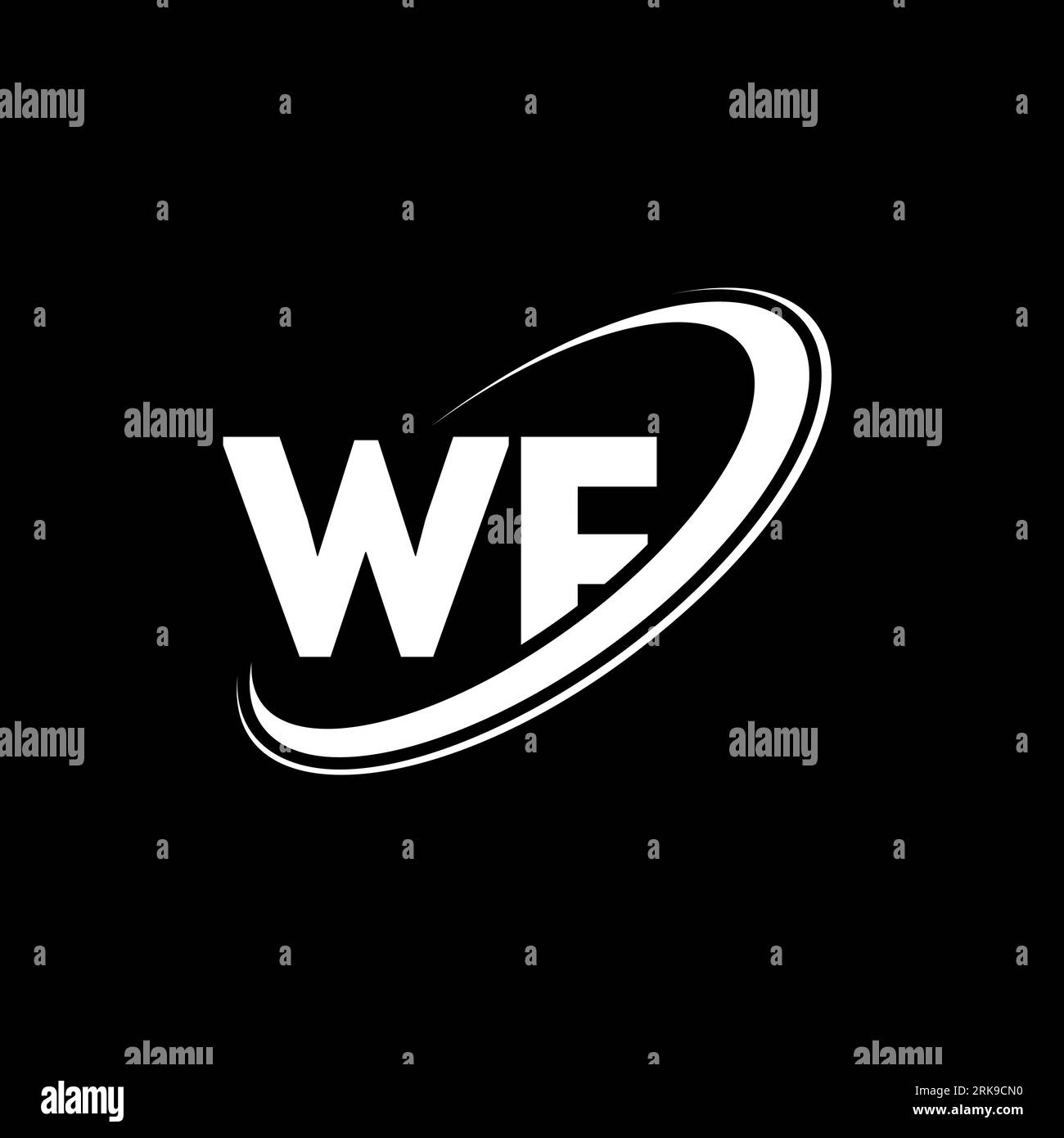 WF W F letter logo design. Initial letter WF linked circle uppercase ...