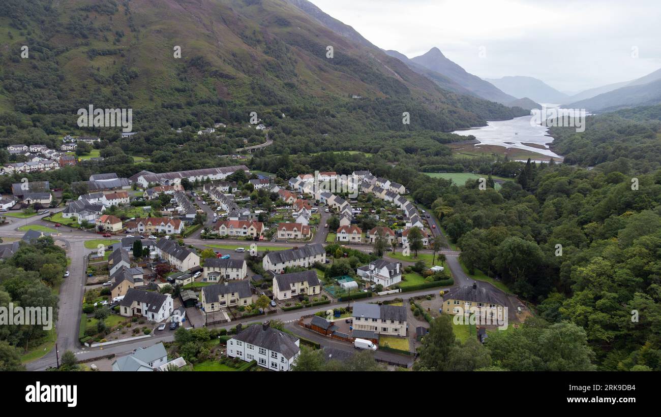 The Scottish village of Kinlochleven as seen from a drone point of view ...