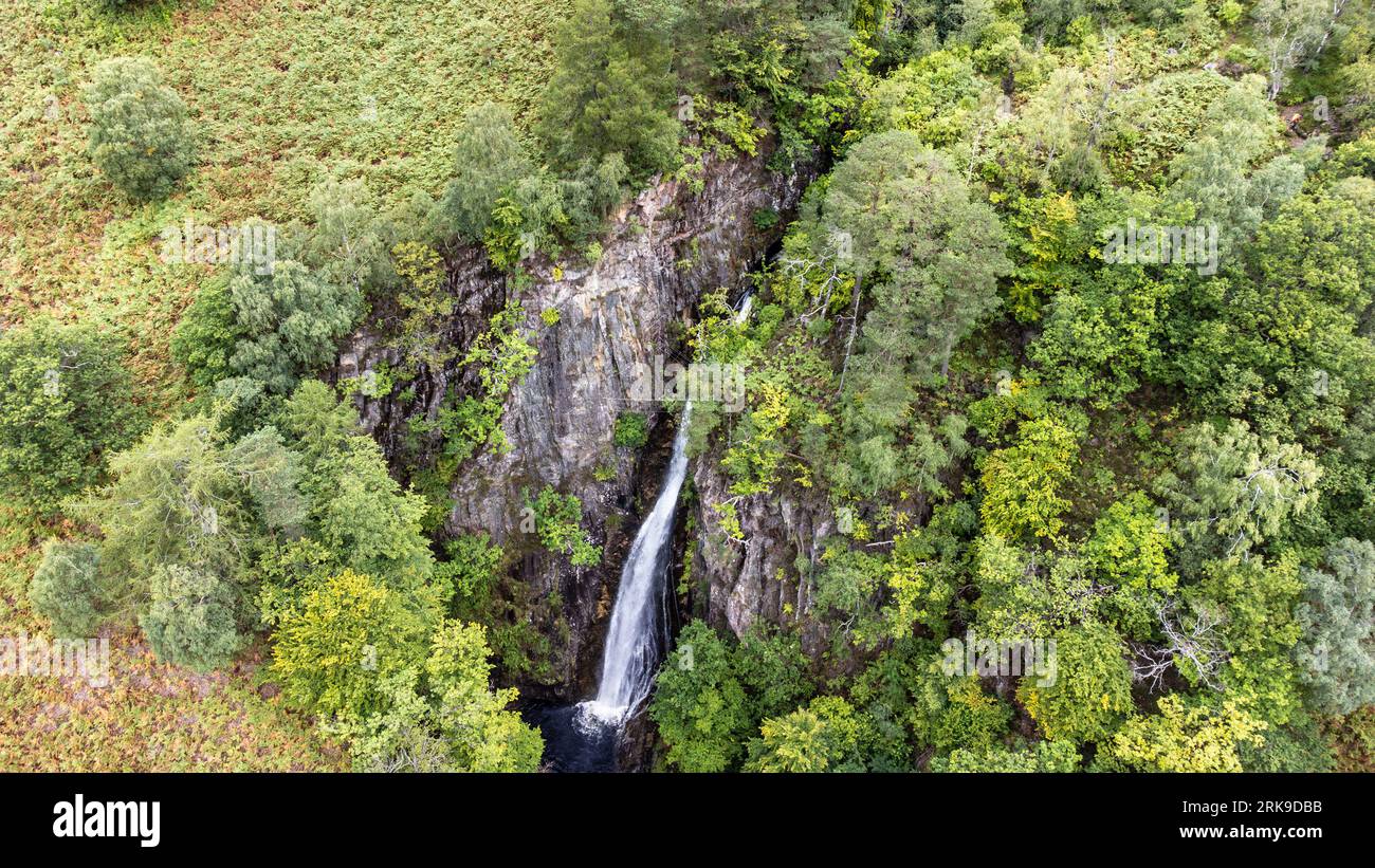 Drone point of view photo of the Grey Mares Waterfall, near ...