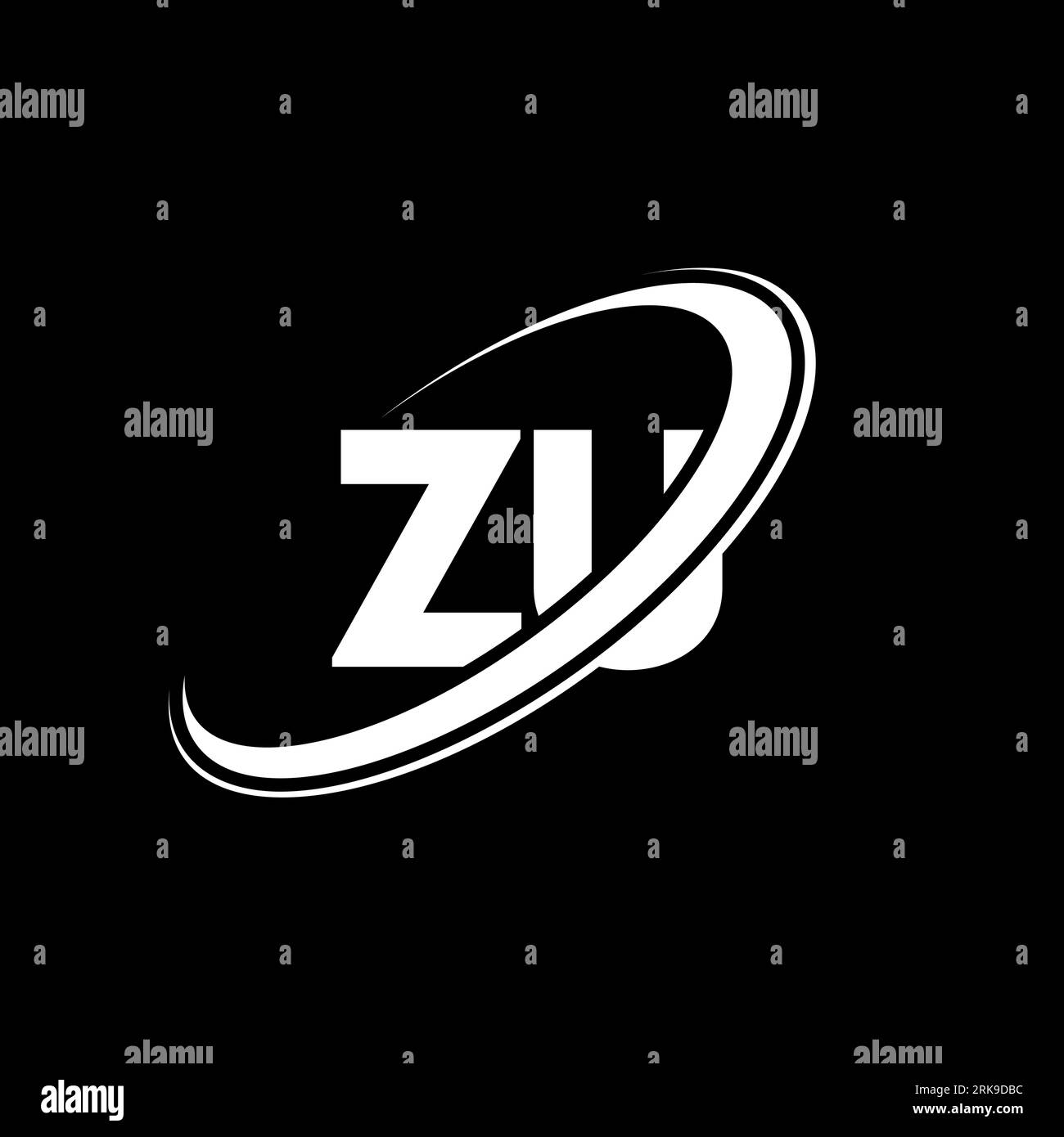 ZU Z U letter logo design. Initial letter ZU linked circle uppercase ...