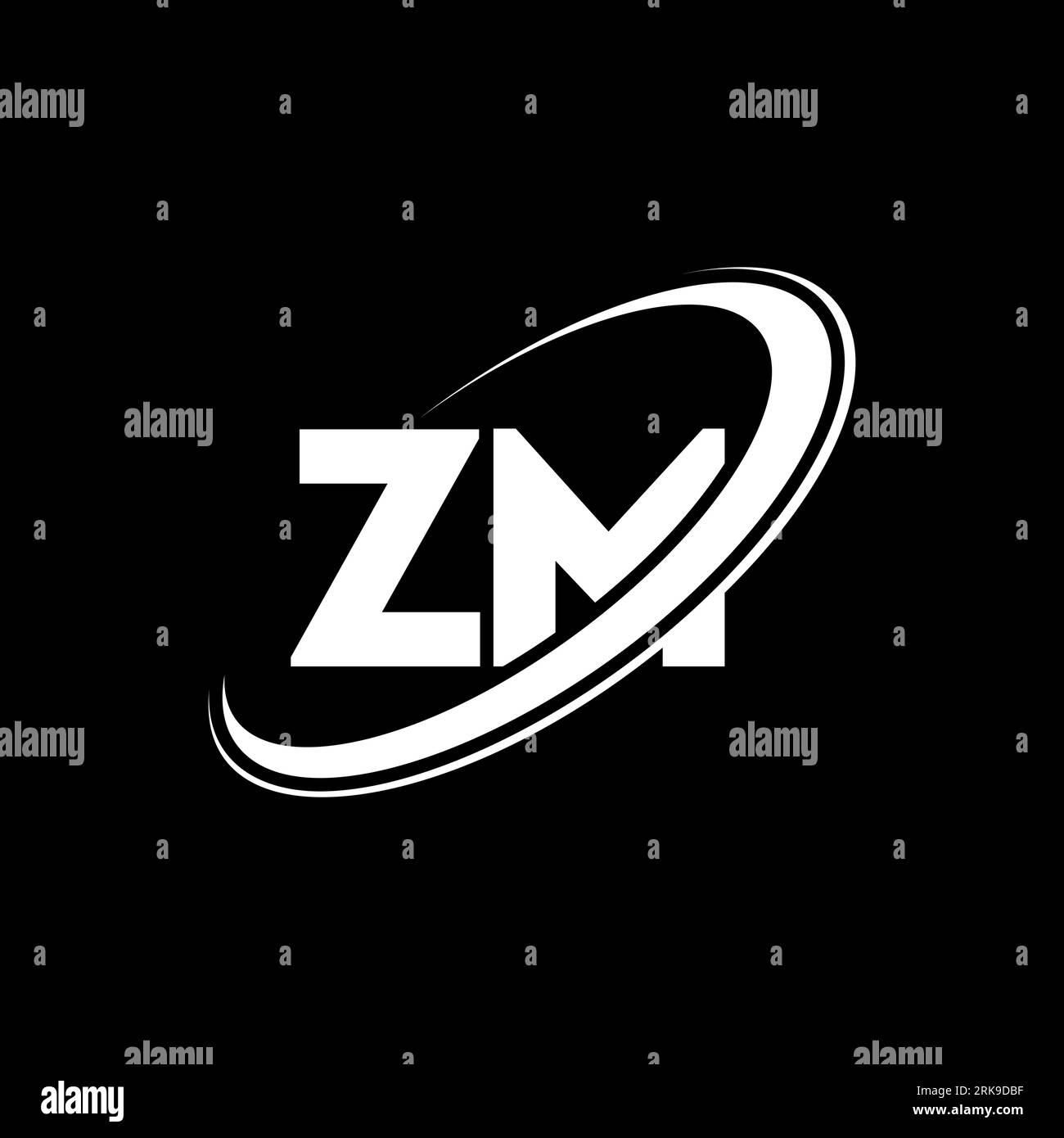 ZM Z M letter logo design. Initial letter ZM linked circle uppercase ...