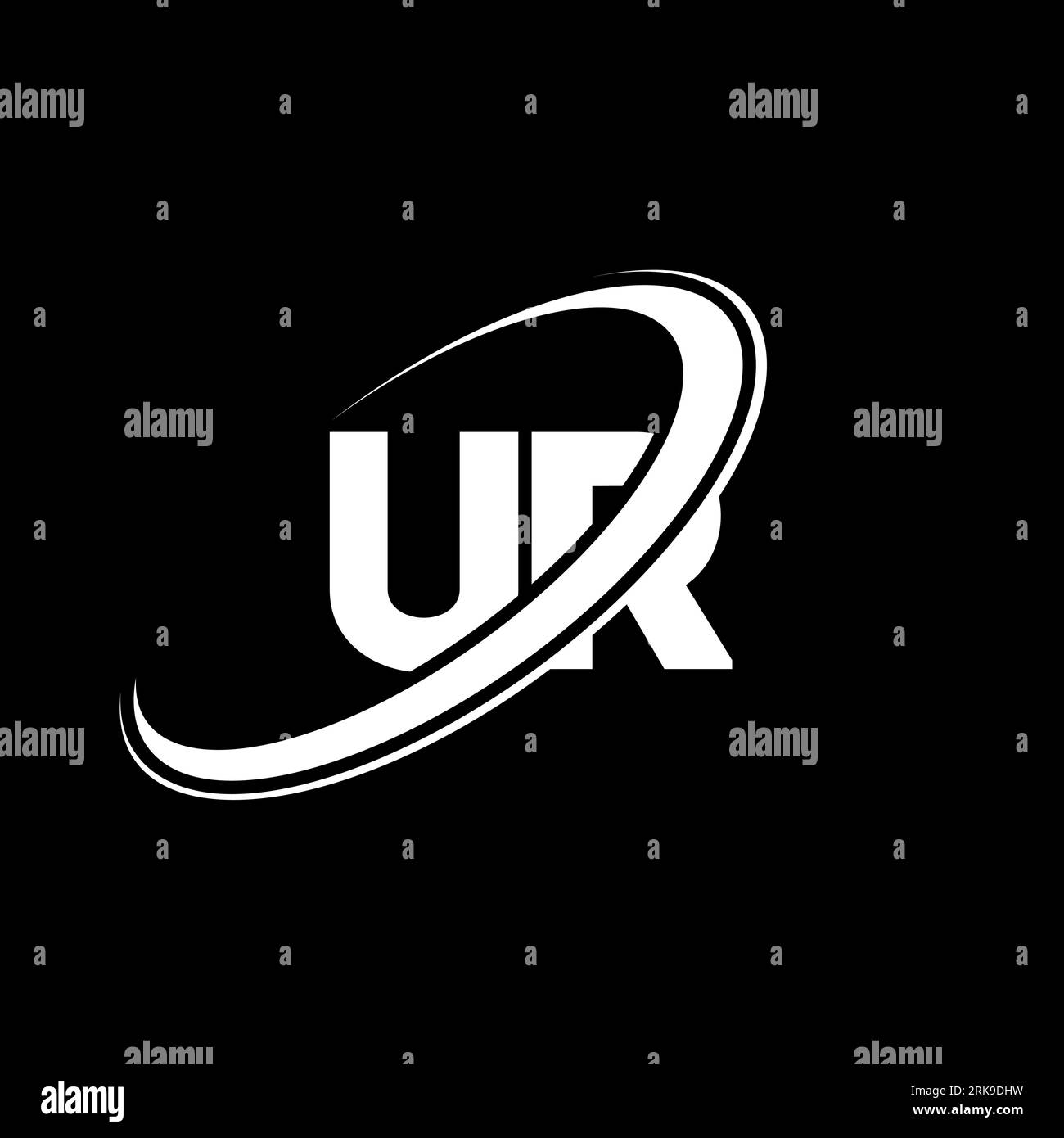 UR U R letter logo design. Initial letter UR linked circle uppercase ...