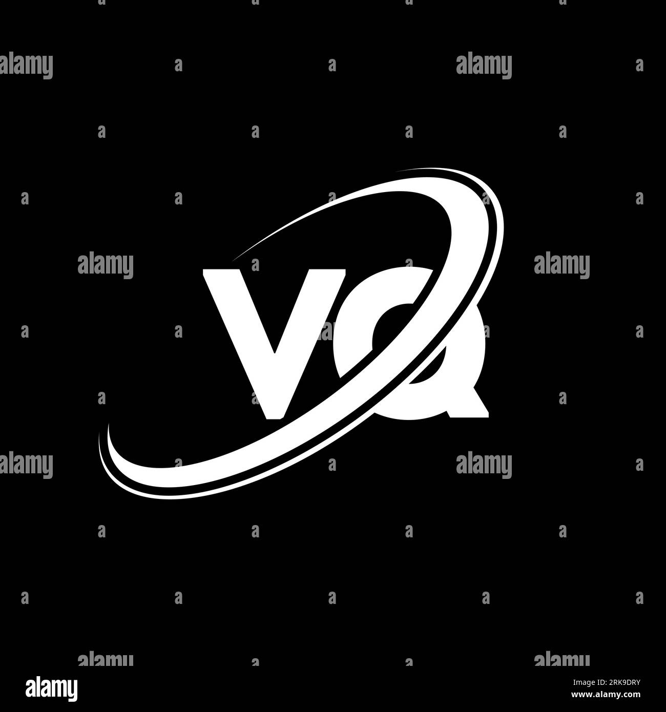 VQ V Q letter logo design. Initial letter VQ linked circle uppercase monogram logo red and blue ...