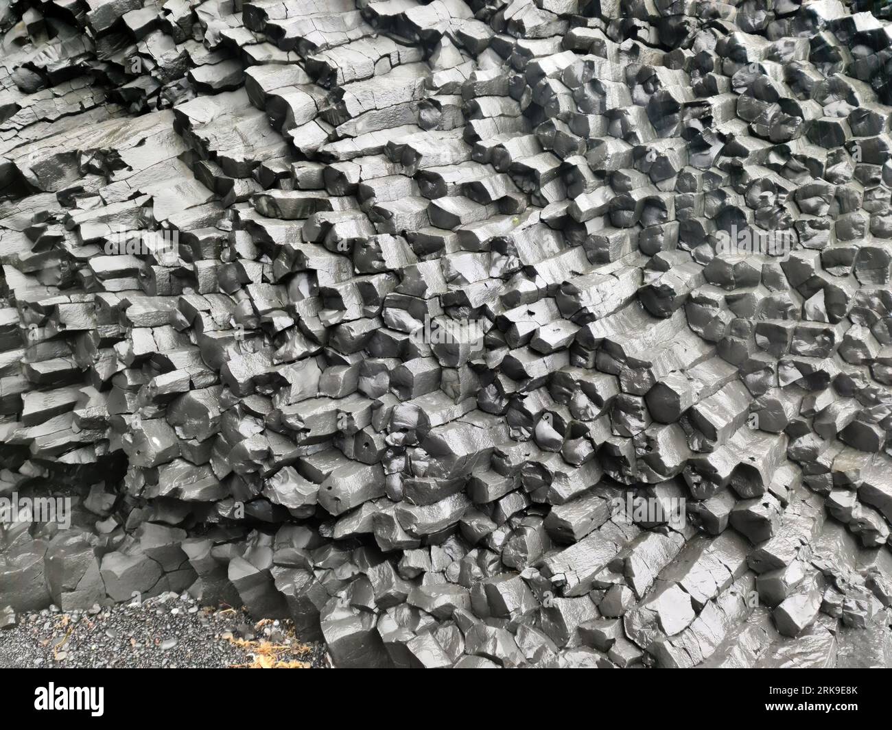 Amazing Basalt Rock Structures At Endless Black Beach Of Iceland Stock ...