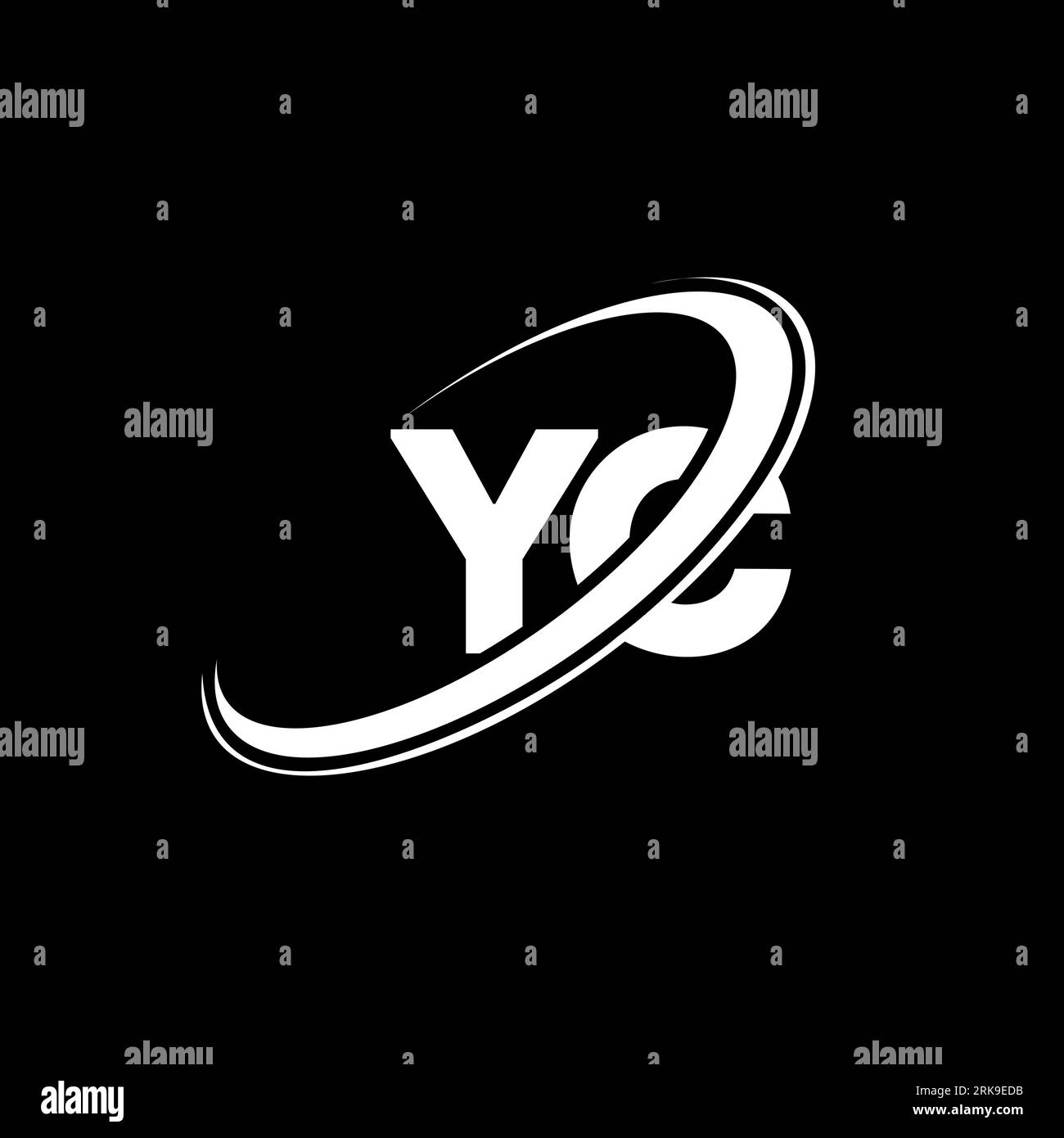 YC Y C letter logo design. Initial letter YC linked circle uppercase ...