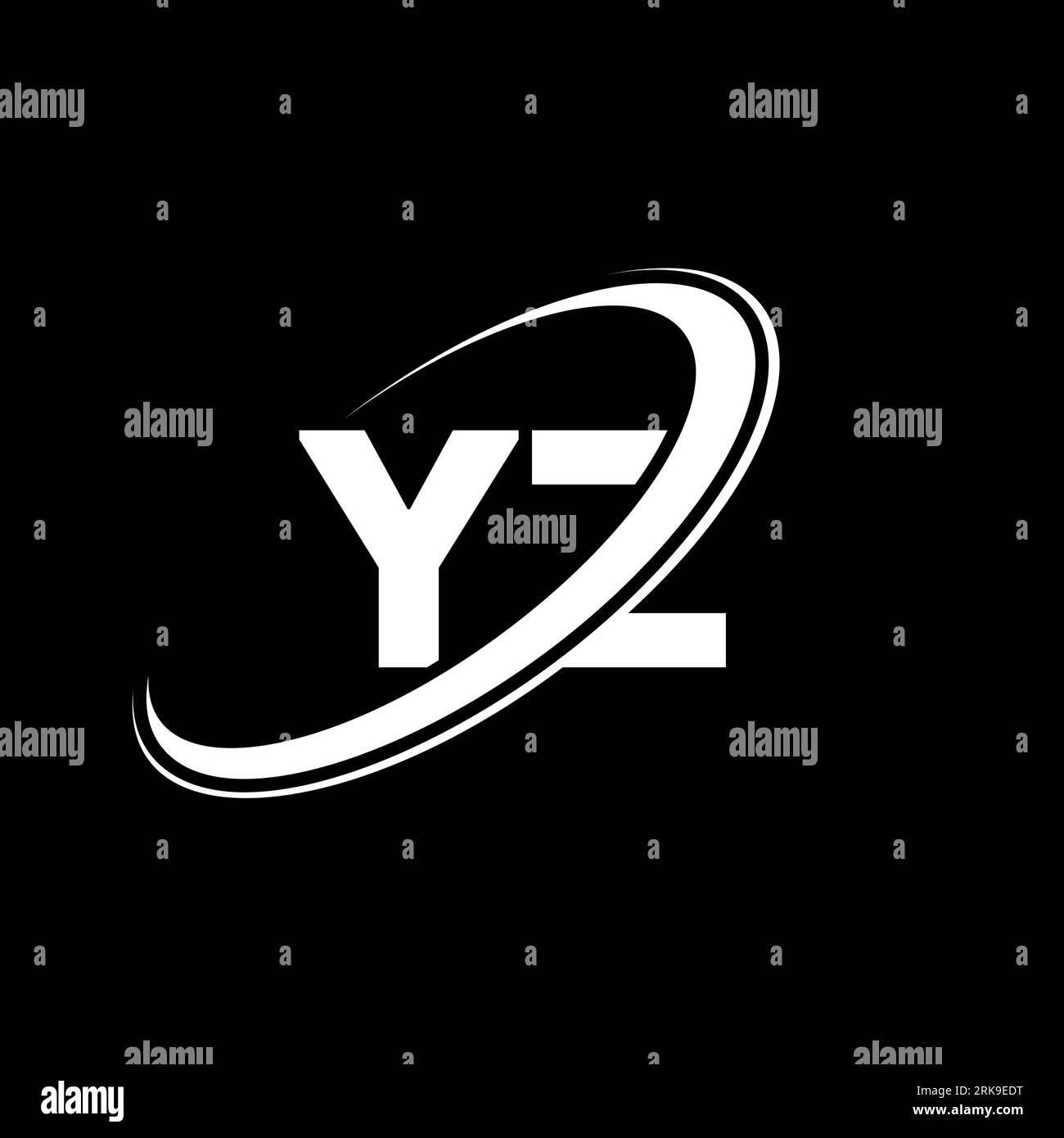 YZ Y Z letter logo design. Initial letter YZ linked circle uppercase ...