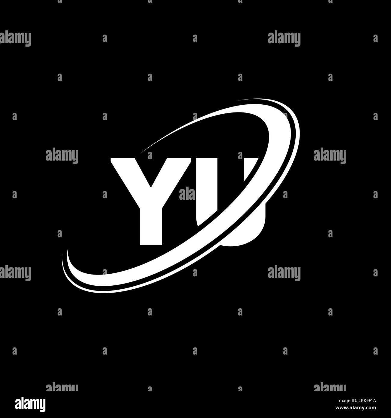 YU Y U letter logo design. Initial letter YU linked circle uppercase ...
