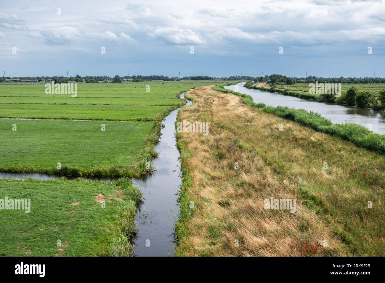 Green lawns and canals at the natural flood zones of the Reeuwijkse ...