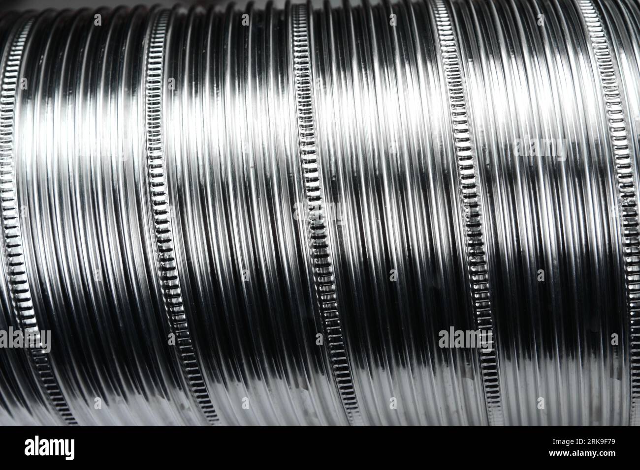 Aluminum pipe, Industrial ventilation system. Shiny Ribbed Aluminum ...