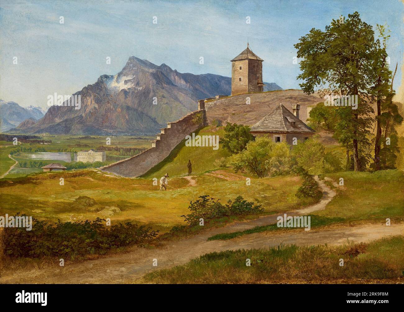 Das Militärwachthaus und der Josefsturm auf dem Salzburger Mönchsberg ...