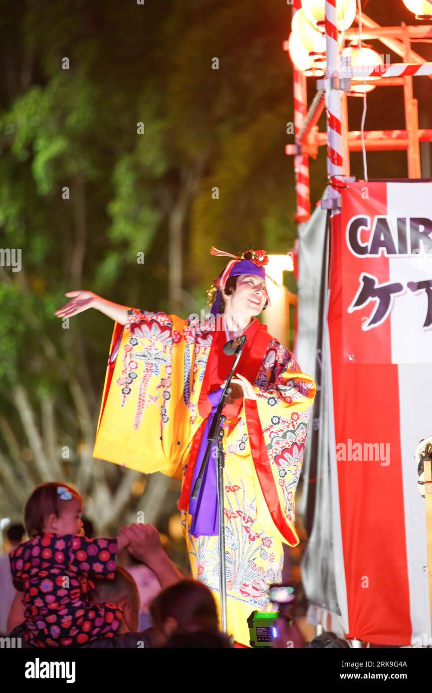 Members of the Japanese Society of Cairns lead the traditional Bon ...