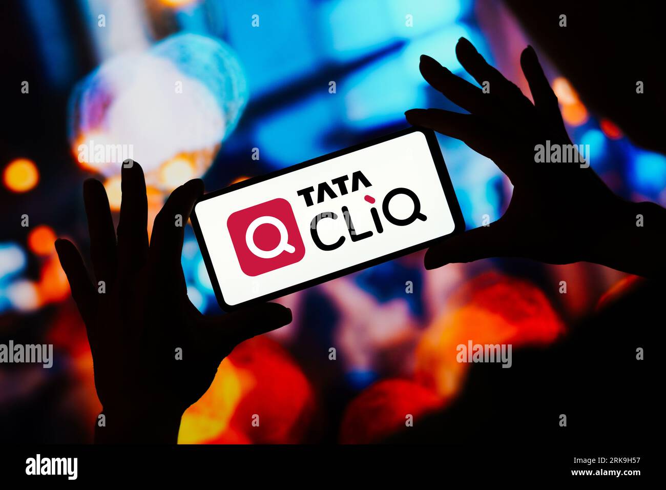 In this photo illustration, the Tata Cliq logo seen displayed on a ...