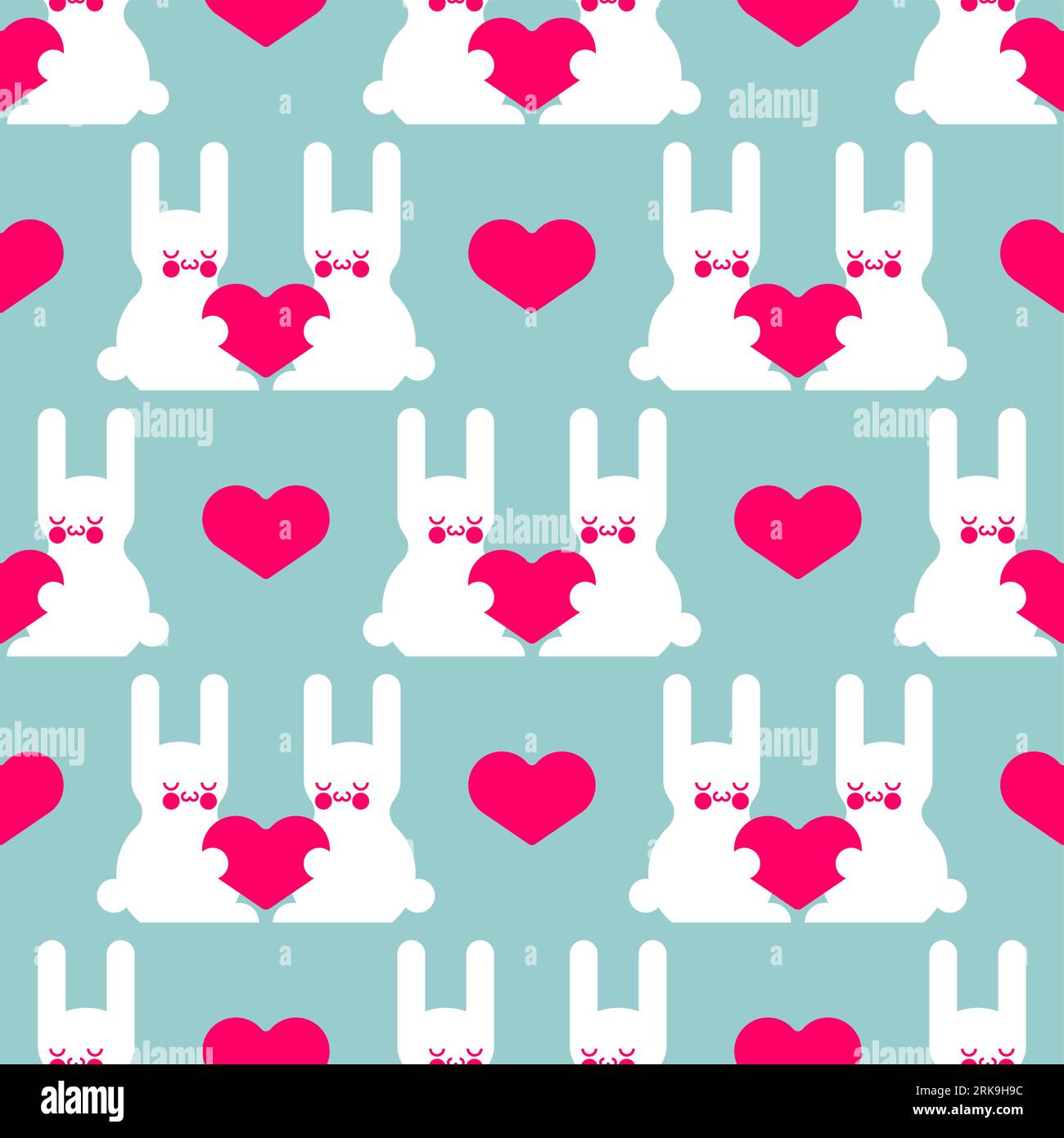 Cute rabbits and love pattern seamless. Hares and heart background ...