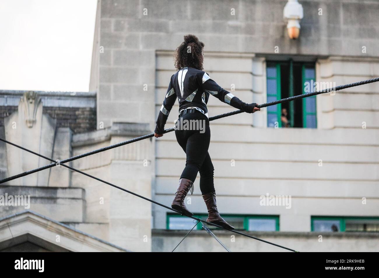 London, UK. 24th Aug, 2023. Internationally renowned tight-rope walker ...