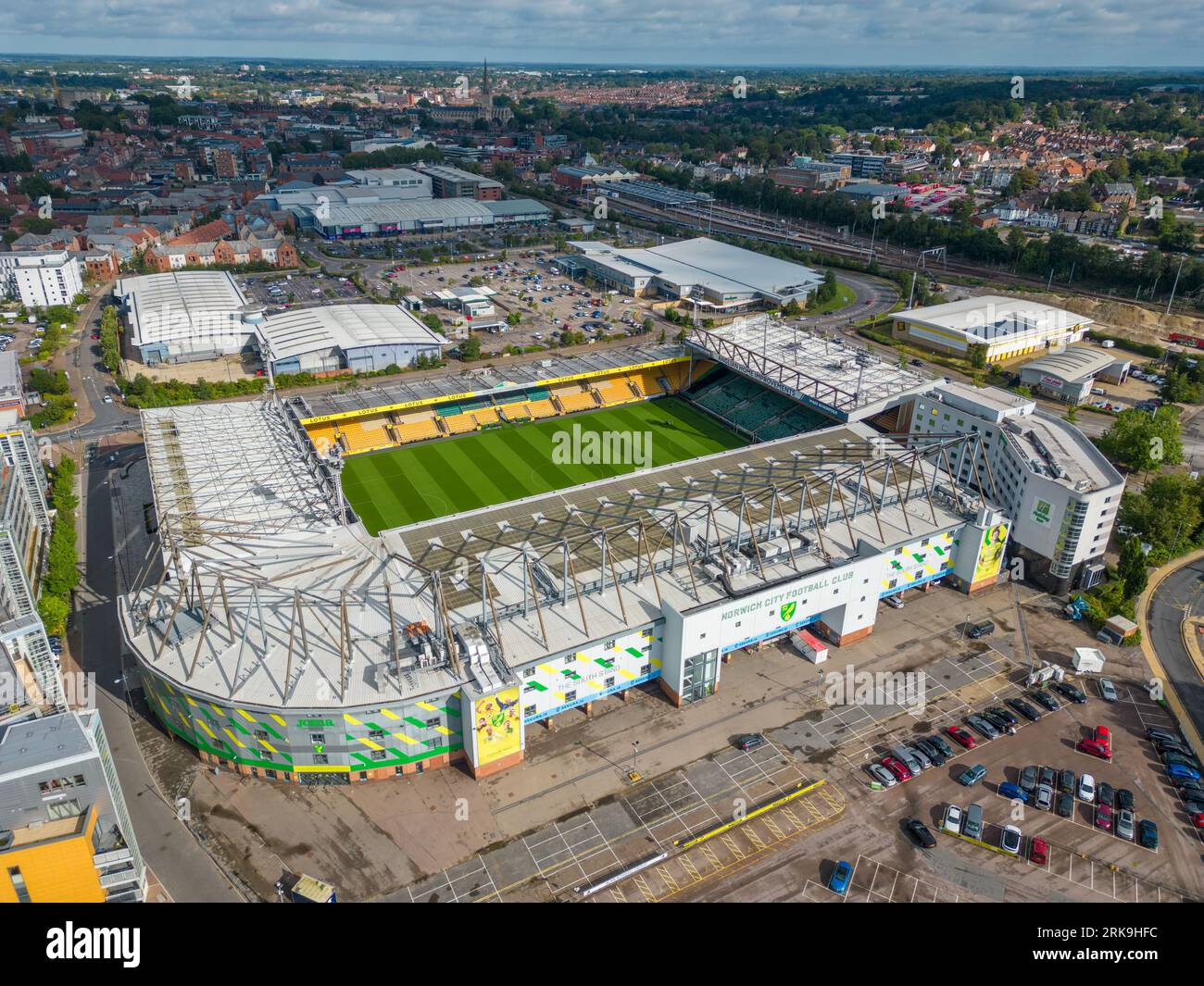 Norwich city football club ground in Norwich city centre. Aerial view ...