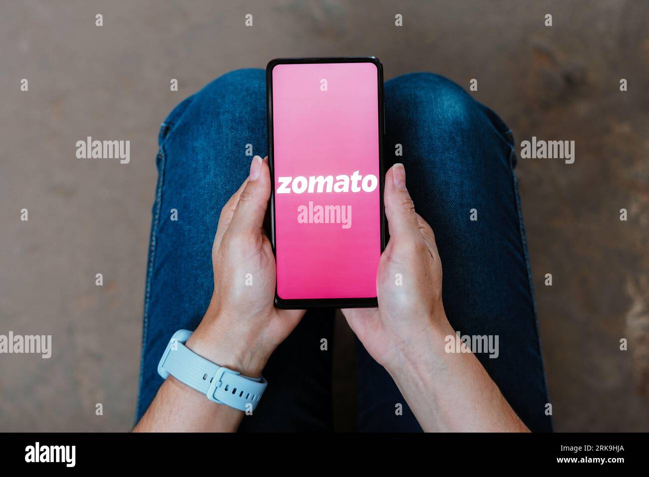 In this photo illustration, the Zomato logo seen displayed on a ...