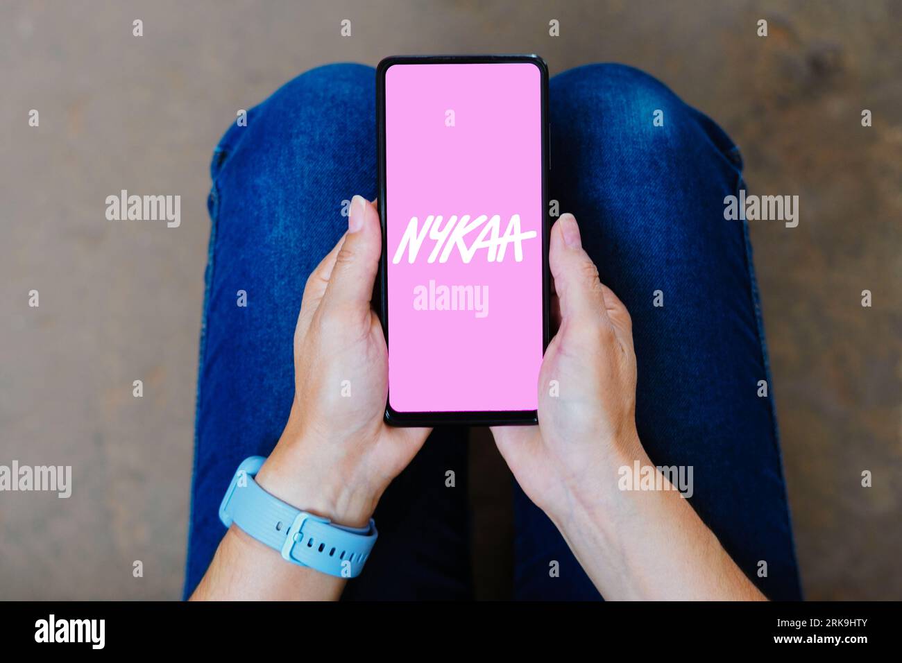 In this photo illustration, the Nykaa logo seen displayed on a ...