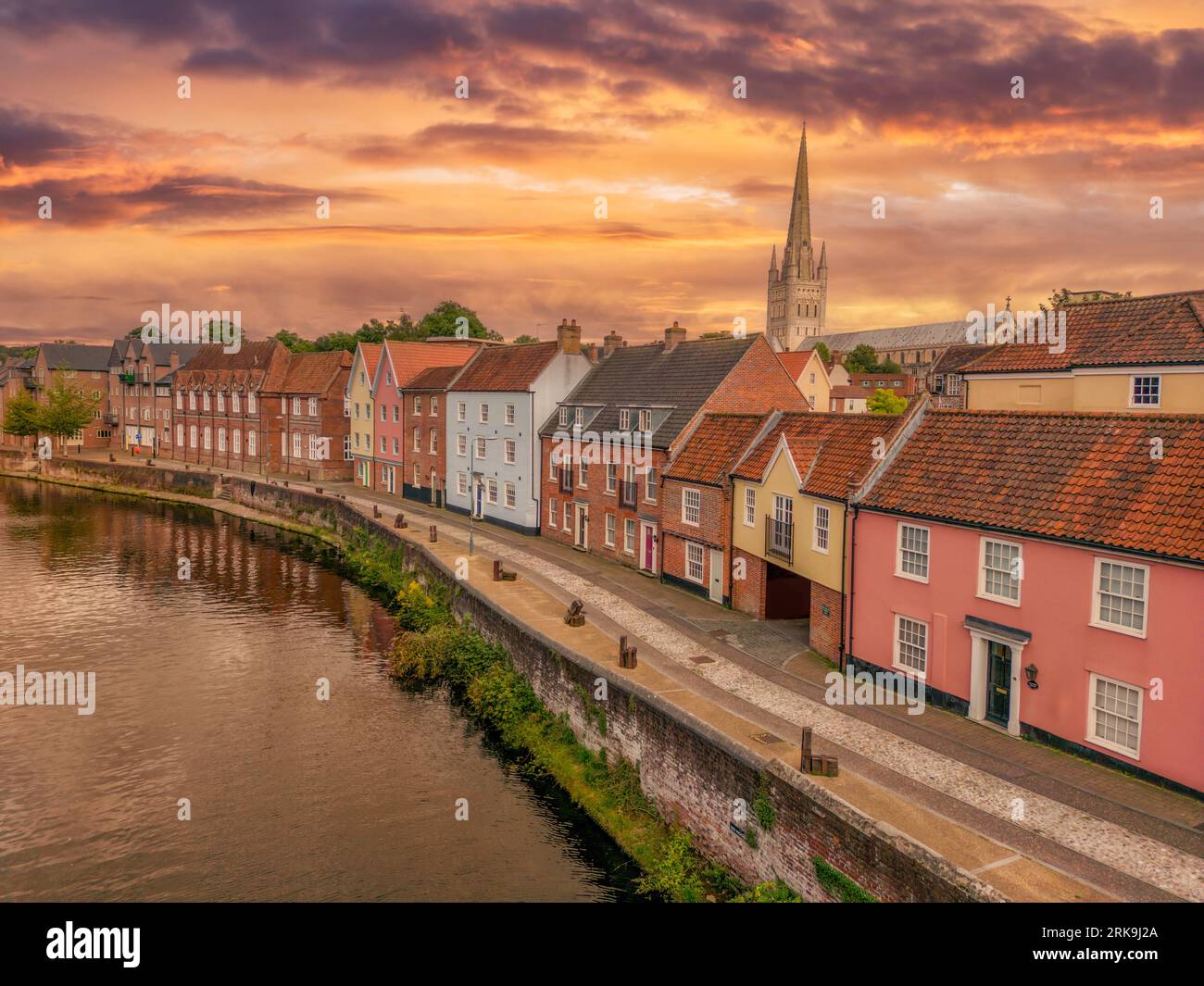 Norwich city centre, United Kingdom. aerial view of the city centre and ...
