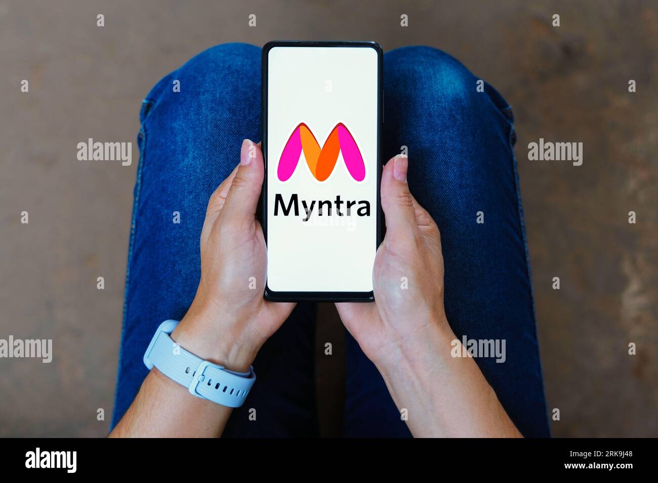 In this photo illustration, the Myntra logo seen displayed on a ...