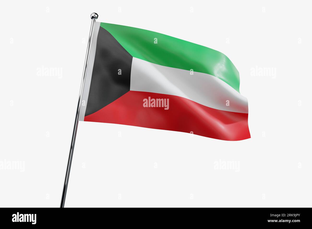 Kuwait - waving fabric flag isolated on white background - 3D ...