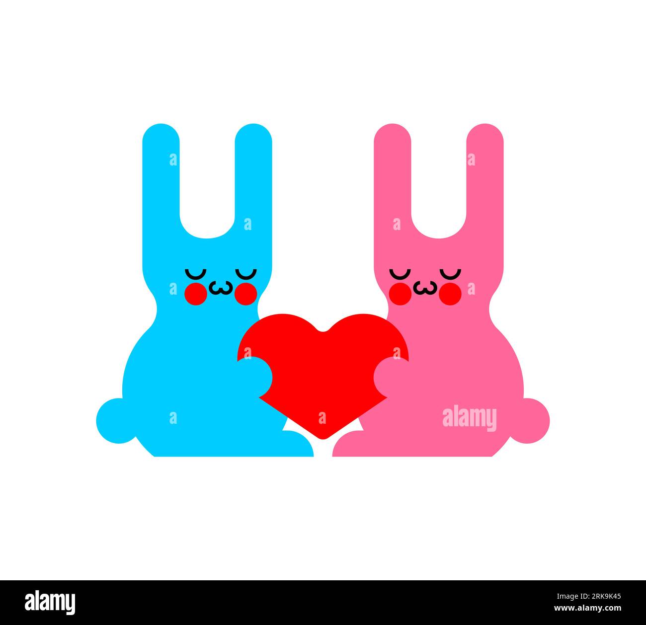 Cute rabbits and love. Hares and heart Stock Vector Image & Art - Alamy