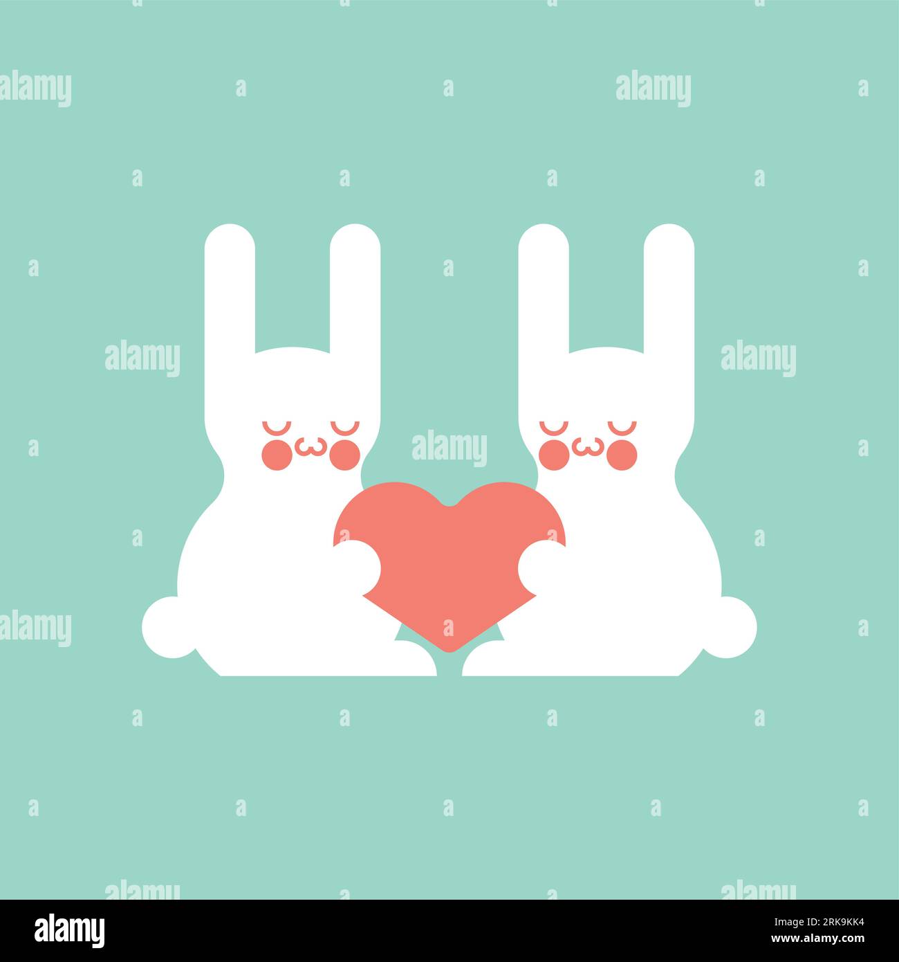 Cute rabbits and love. Hares and heart Stock Vector Image & Art - Alamy