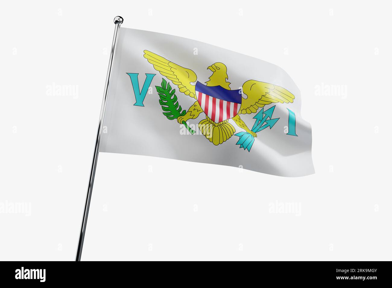 American Virgin Islands - waving fabric flag isolated on white ...