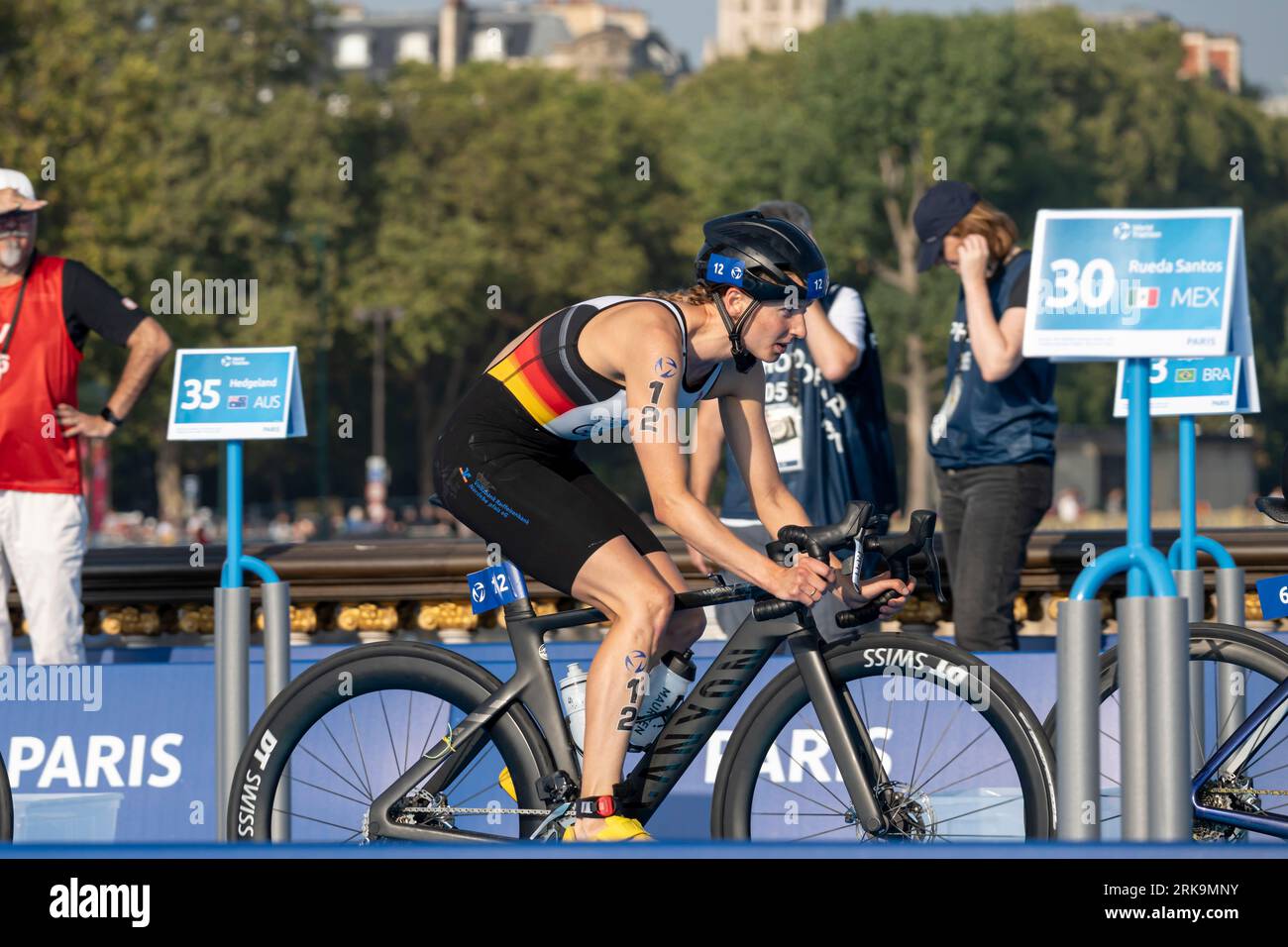 Paris, France - 08 17 2023: Paris 2024 triathlon test event. Women ...
