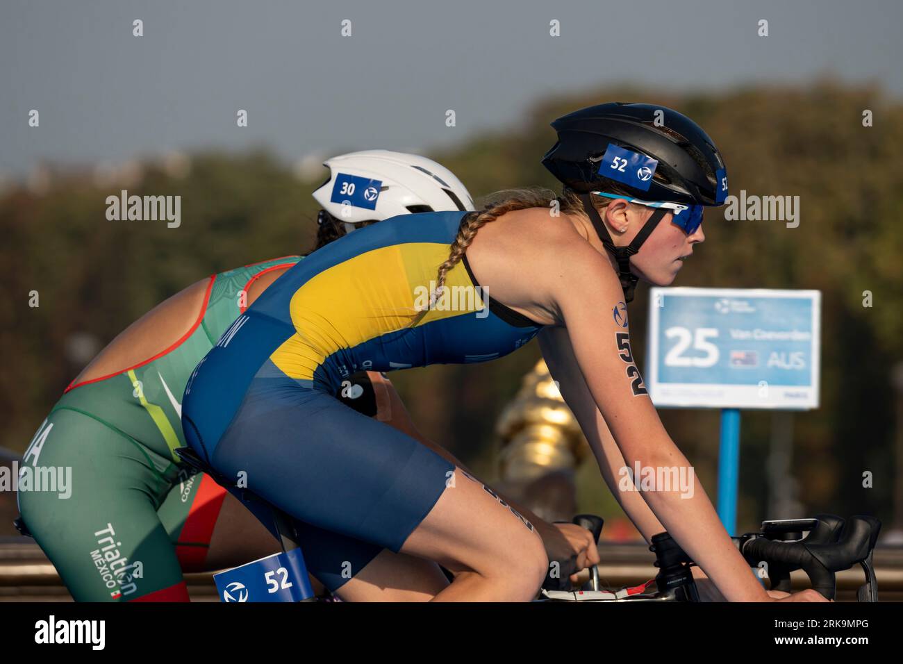Paris, France - 08 17 2023: Paris 2024 triathlon test event. Women ...