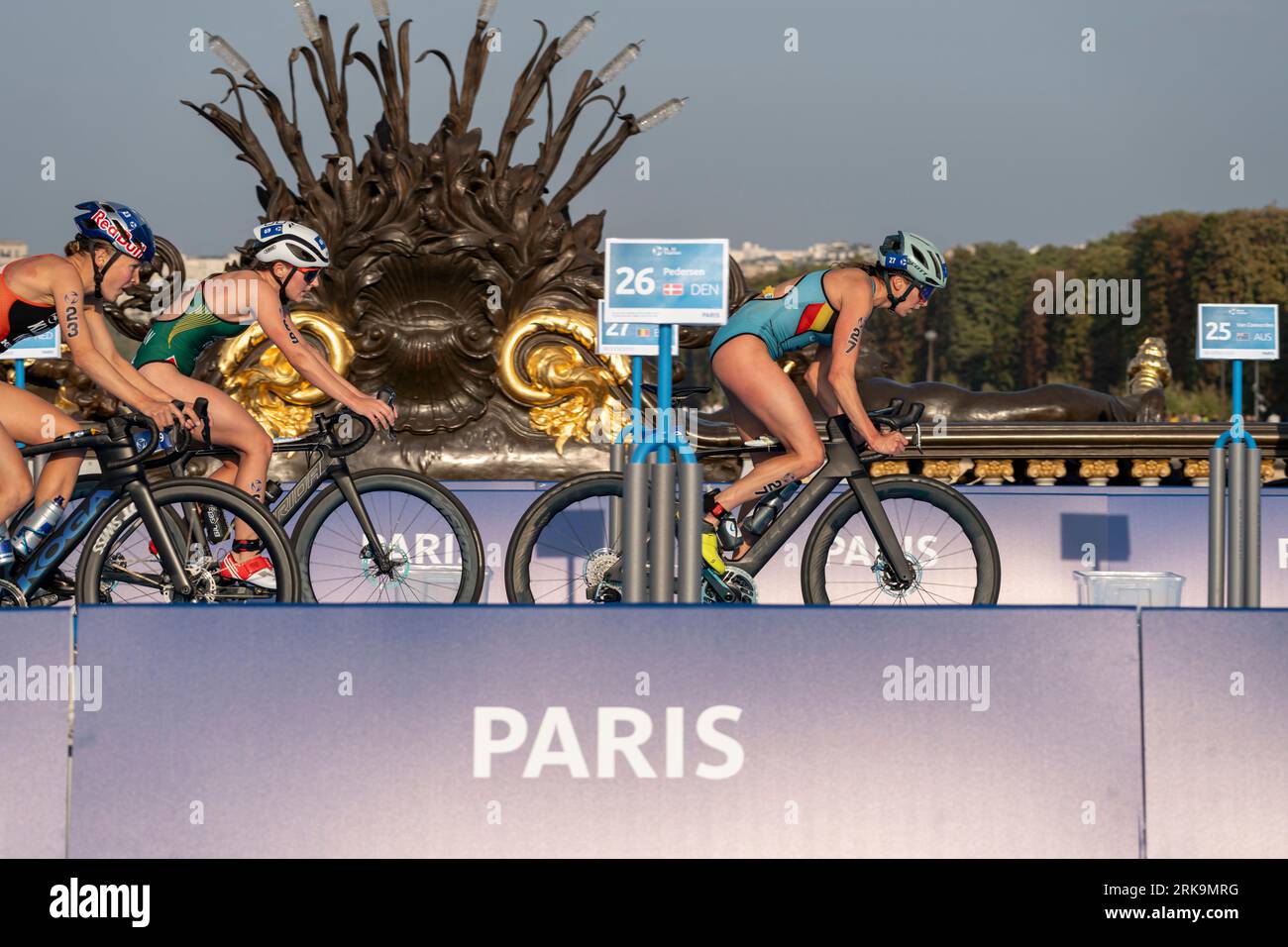 Paris, France - 08 17 2023: Paris 2024 triathlon test event. Women ...