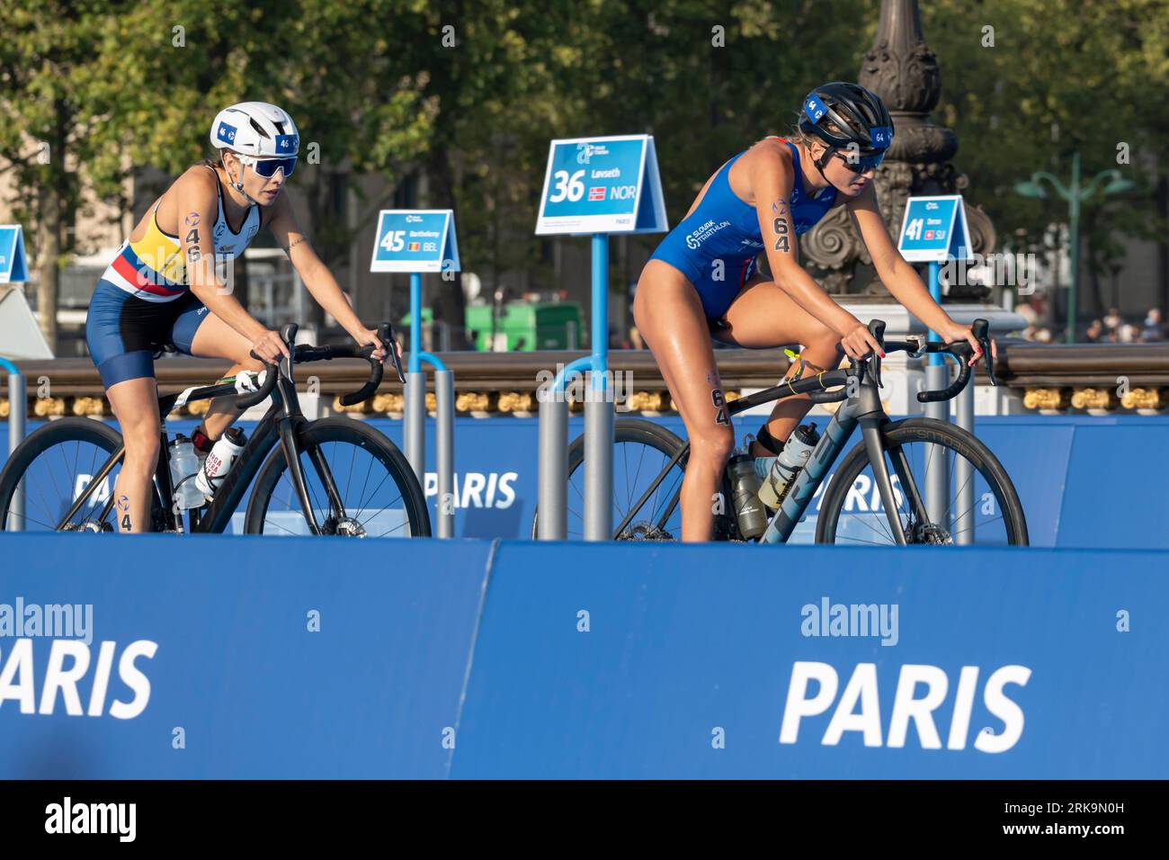 Paris, France - 08 17 2023: Paris 2024 triathlon test event. Women ...