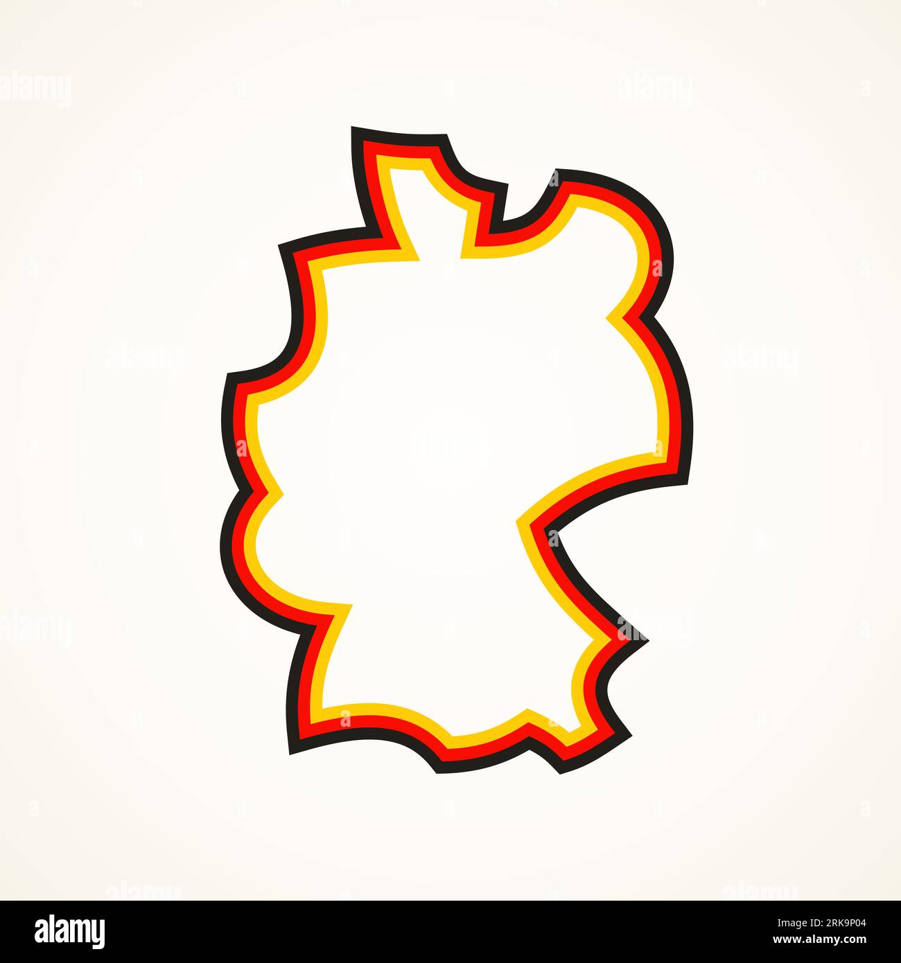 Simplified stylized outline map of Germany, colors from the flag Stock ...