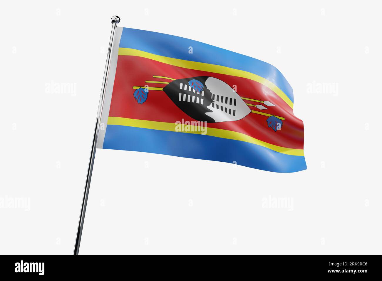 Eswatini - waving fabric flag isolated on white background - 3D illustration Stock Photo - Alamy