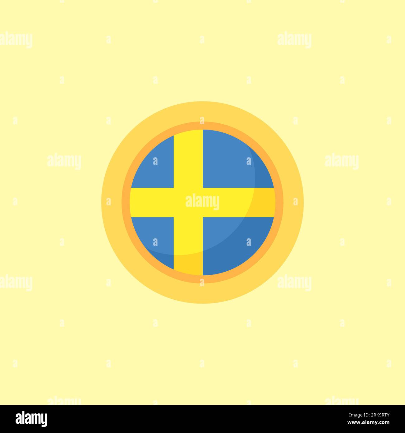 Flag of Sweden with round frame. Flat design style Stock Vector Image ...