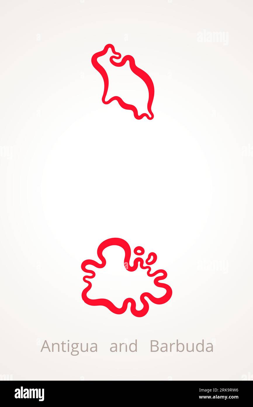 Outline map of Antigua and Barbuda marked with red line Stock Vector ...